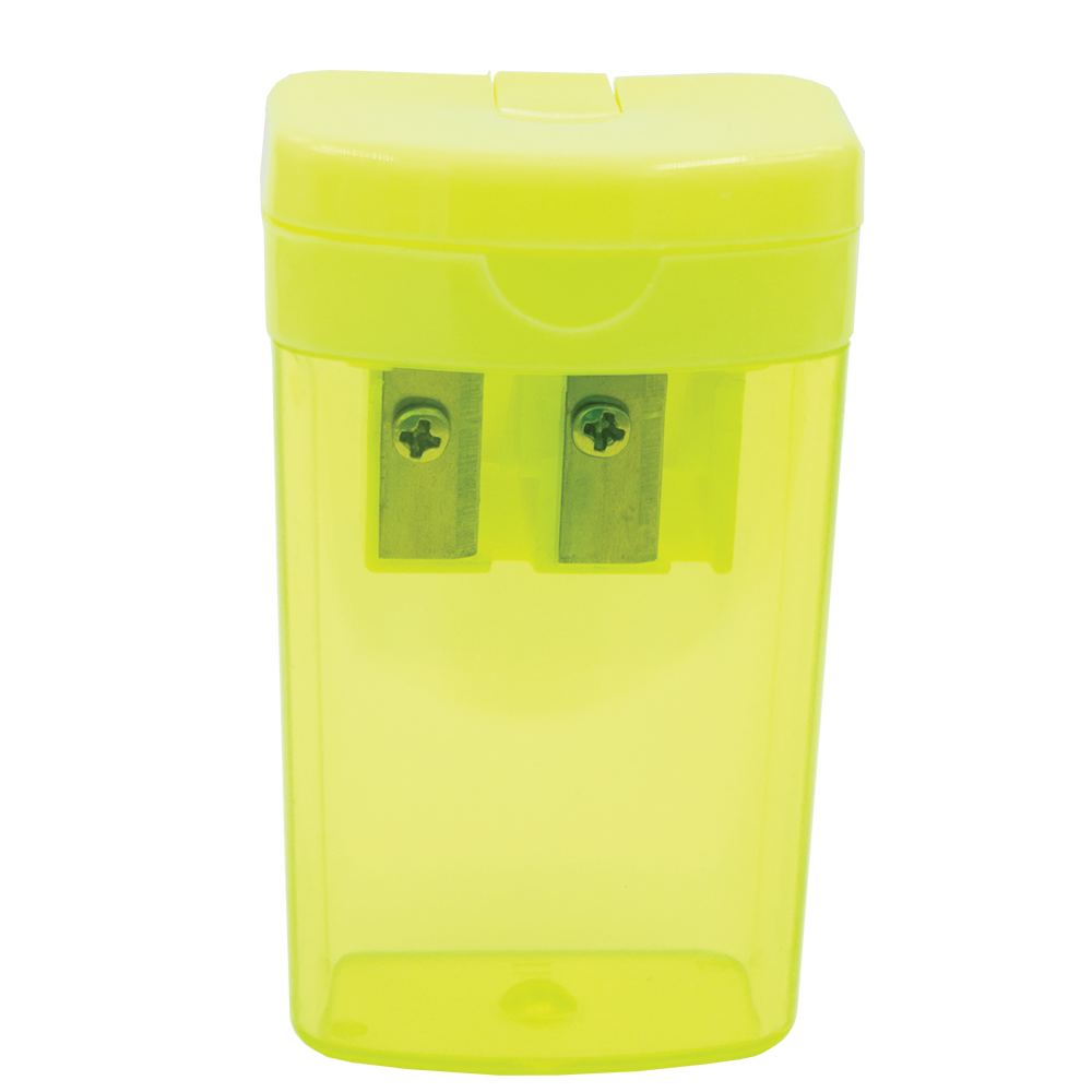 Two Hole Tub Sharpener Plastic Yellow with Cap - City Stationers | Shop ...