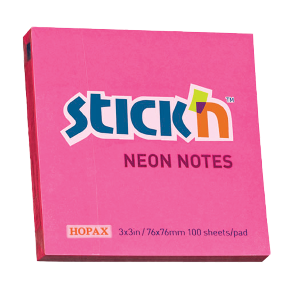 Adhesive Notes 76x76 Neon Notes (654) 3"x3" - 100 Sheets Per Pad ...