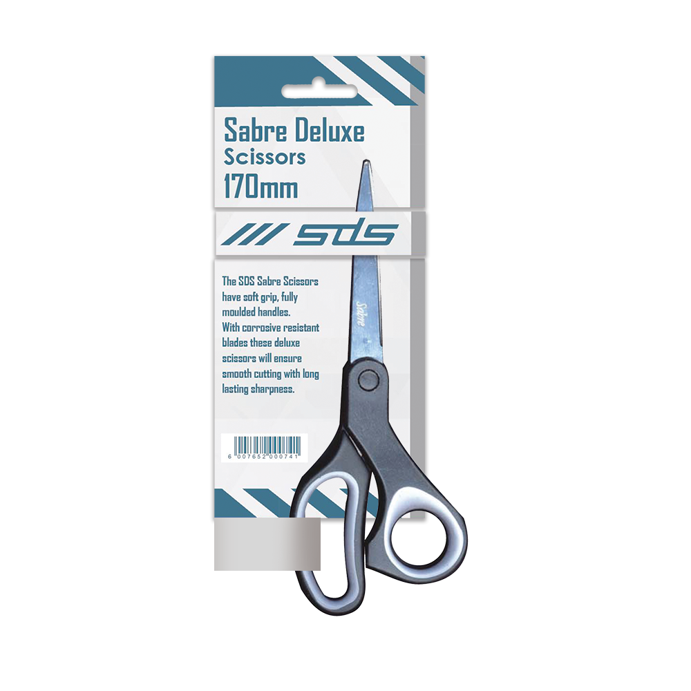 Sabre Deluxe Scissors 170mm, Black Handle Soft Grip - City Stationers ...