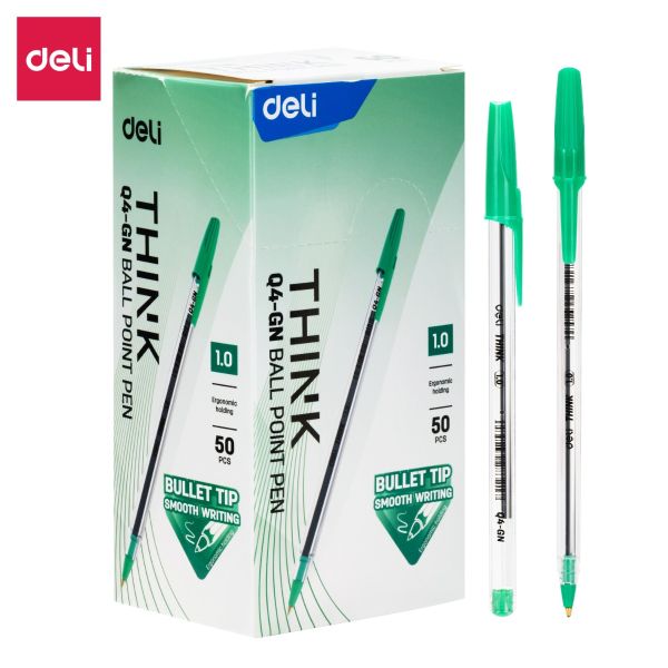 THINK Ballpoint Pen Clear Barrel 1mm Green 50pcs/Box - City Stationers ...
