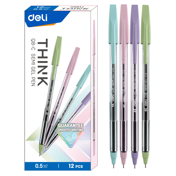 Think Semi Gel pen 0.7mm BLUE Ink Asst Transparent Barrel BPS - City ...