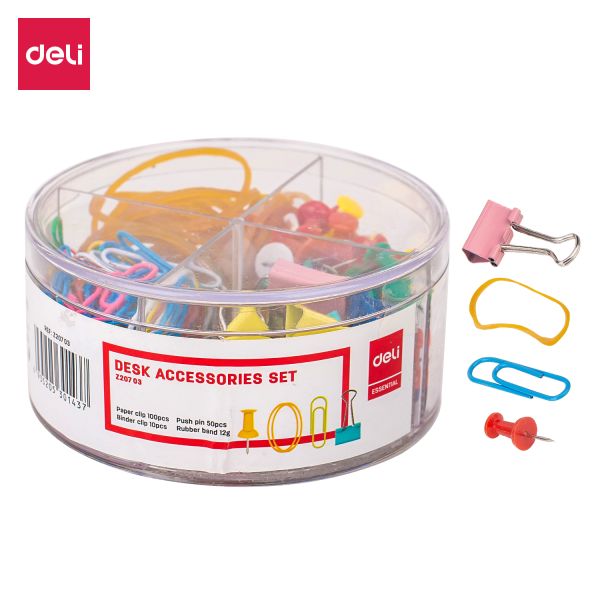 Desk Acc. Set Paper Clip, Push Pin, Binder Clip Asst. Colours - City ...