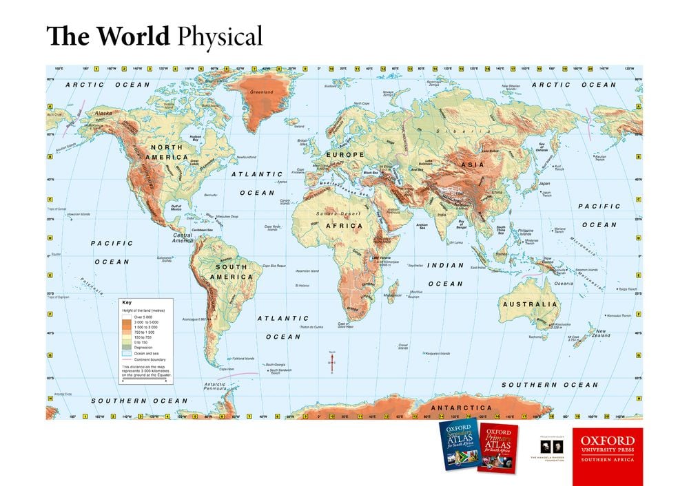 OXFORD WALL MAP: WORLD PHYSICAL - City Stationers | Shop for ...
